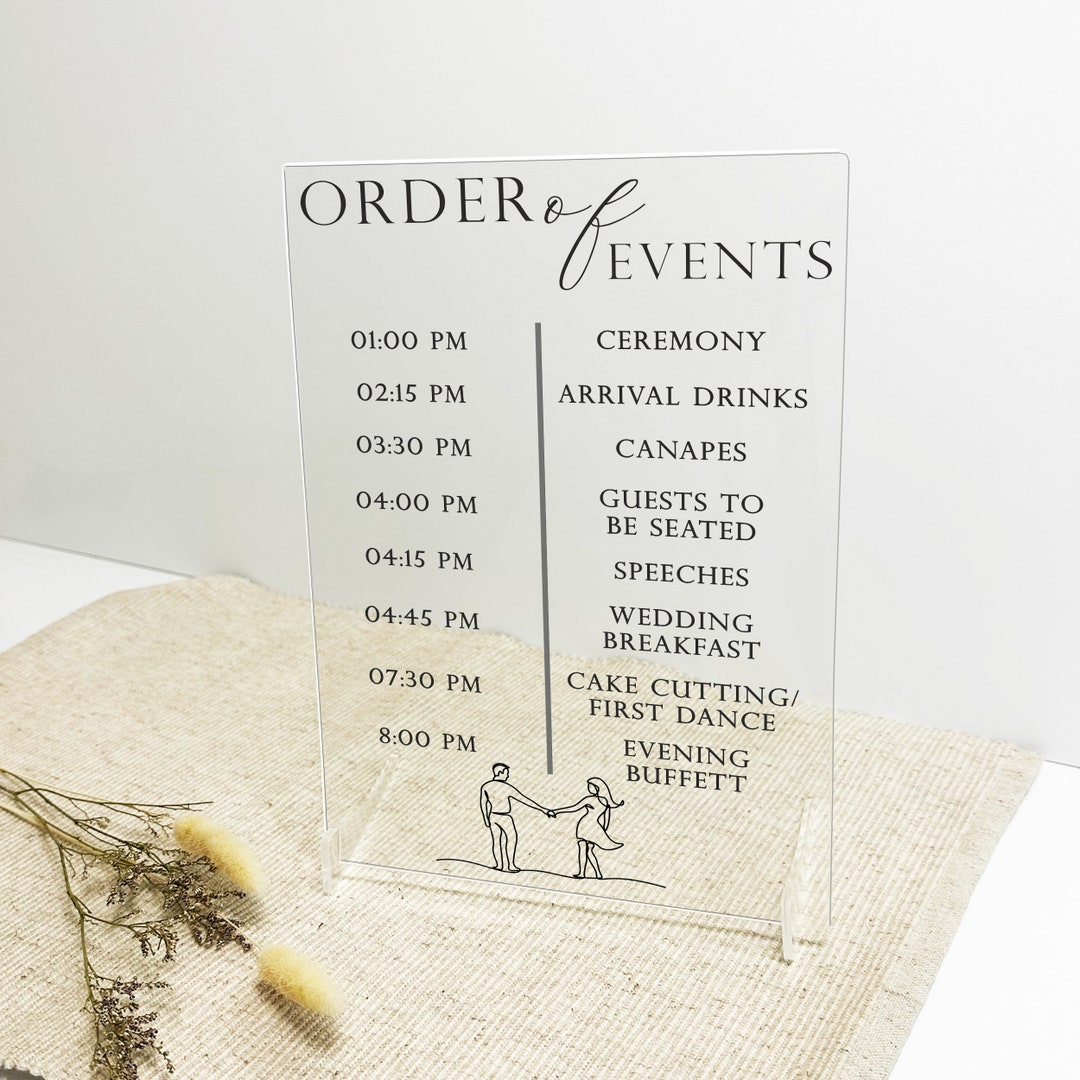 Order of Events Wedding Sign, Wedding Sign, Personalised Wedding Day ...