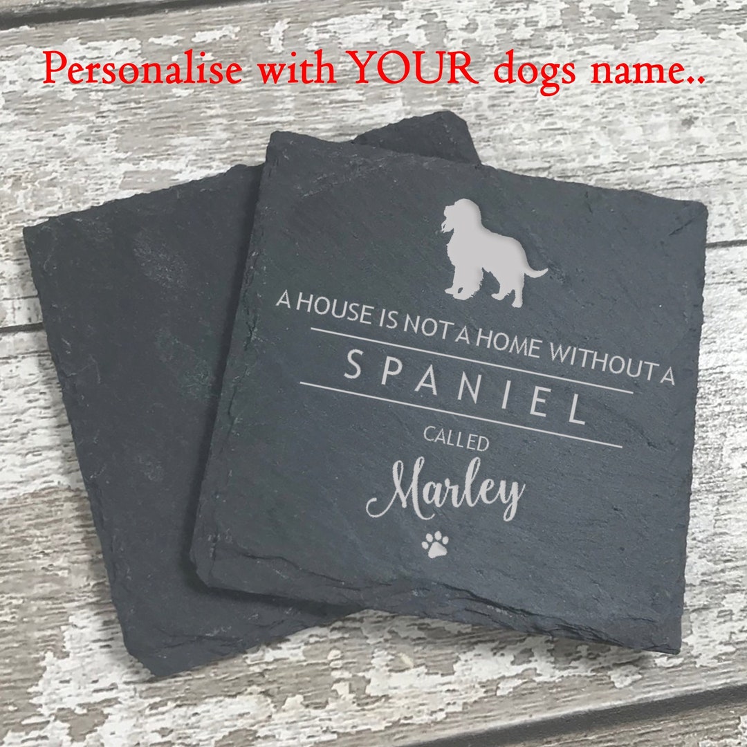 Spaniel Dog Coaster, Personalised Dog Slate Coaster, Cocker Spaniel ...