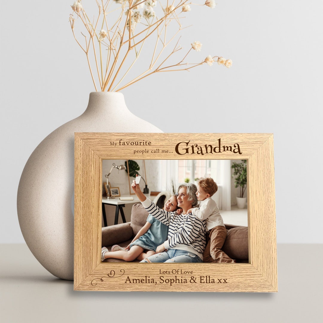 Grandma Photo Frame, Personalised Grandma Gift, Engraved Wooden Frame ...