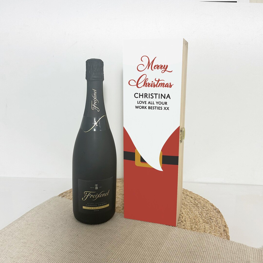Santa Christmas Wine Box, Personalised Wine Presentation Box, Festive ...
