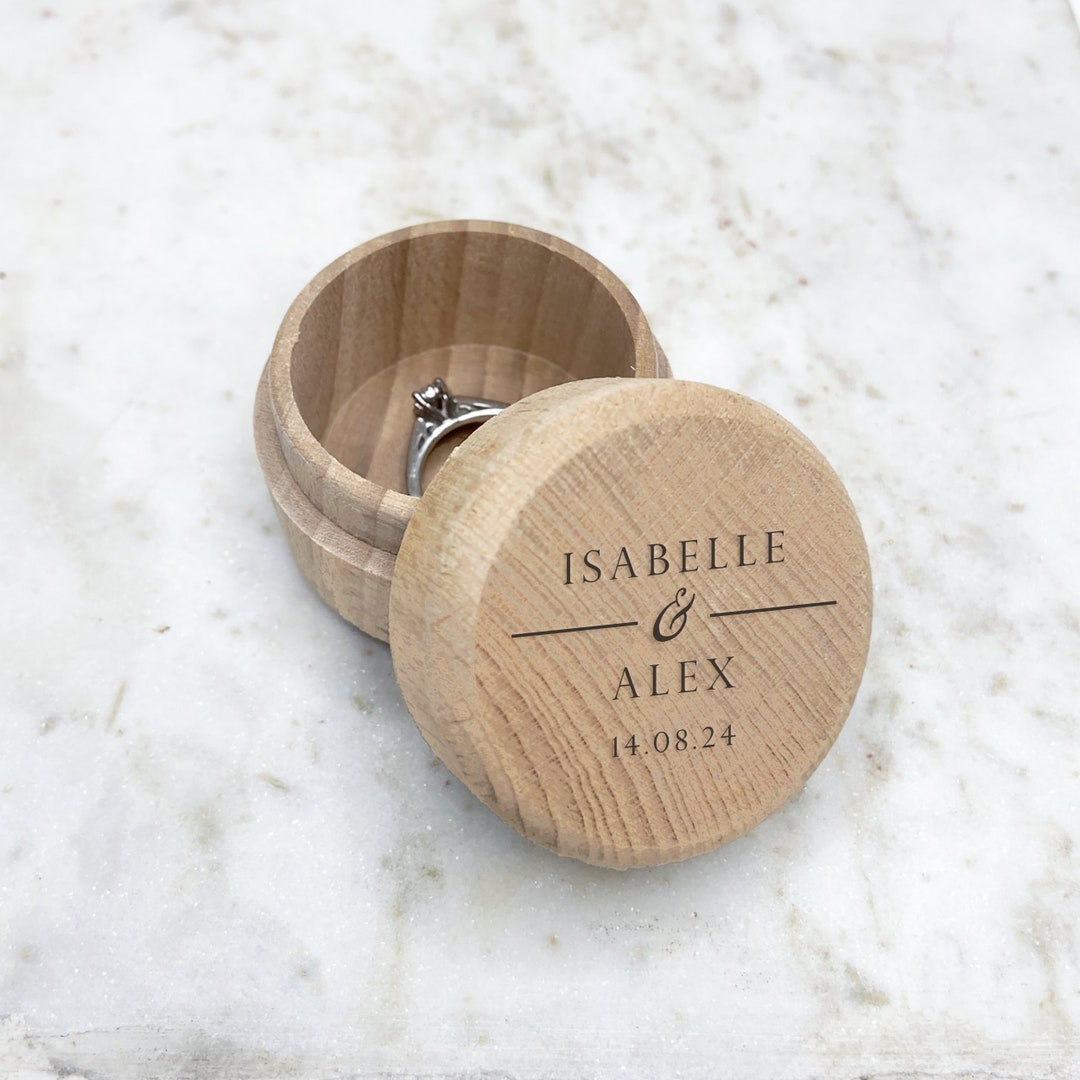 Wedding Ring Box - Double Ring Holder for Wedding Ceremony, Engraved ...