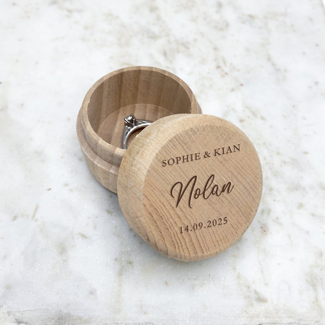 Wedding Ceremony Ring Box - Double Ring Holder for Wedding, Engraved ...