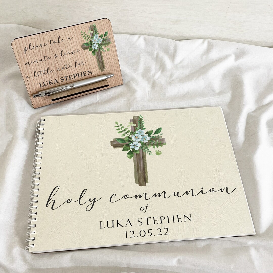 Holy Communion Guestbook Signing, Personalised Keepsake for First Holy ...
