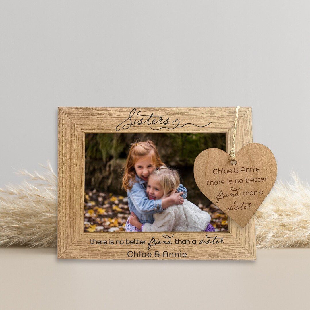 Sisters Photo Frame, Personalised Gift for Sister, Engraved Wooden ...