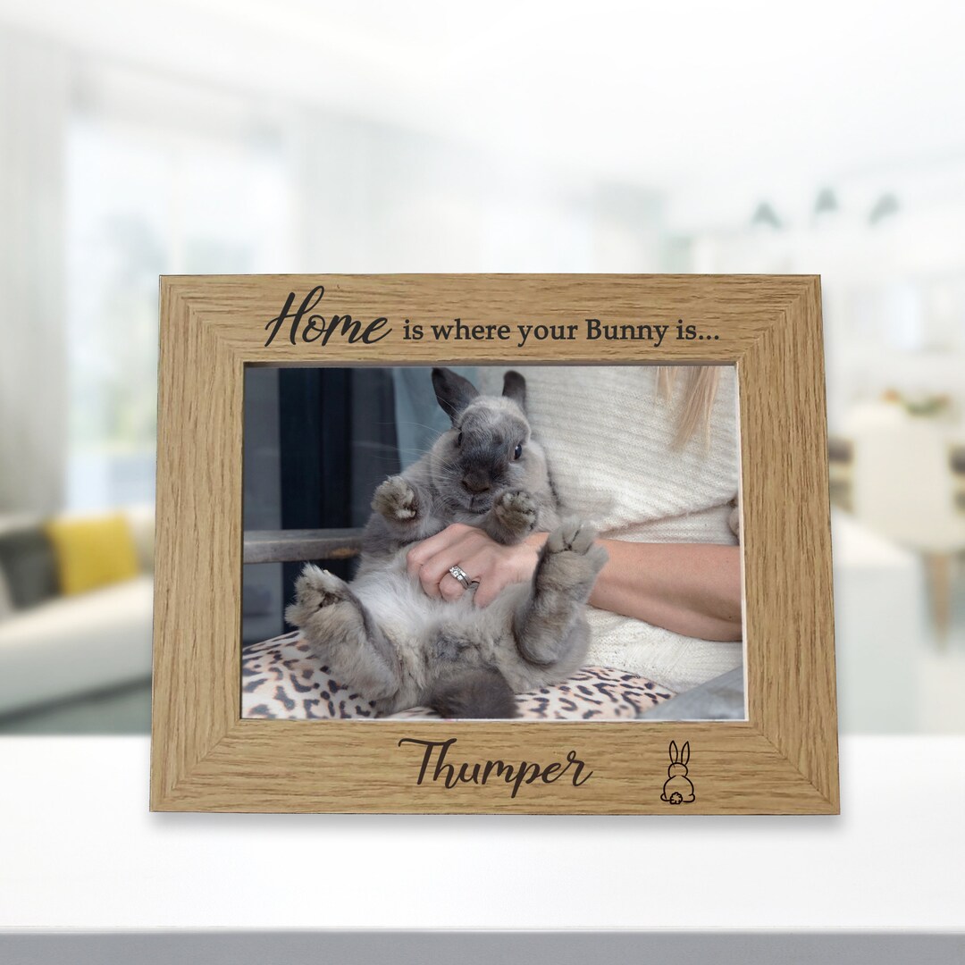 Pet Bunny Rabbit Photo Frame Gift Personalised Engraved Wooden Picture ...