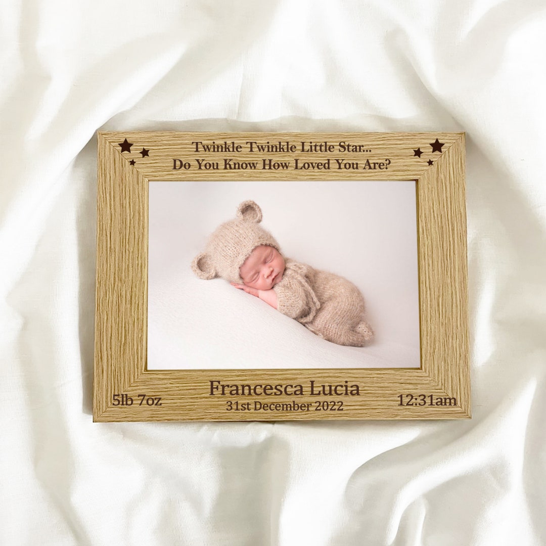 New Baby Frame, Personalised Baby Arrival Gift, Baby Weight and Time ...
