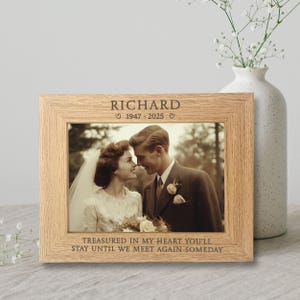 Custom Memorial Photo Frame, Engraved Wood Gift, Heaven, Funeral, in ...