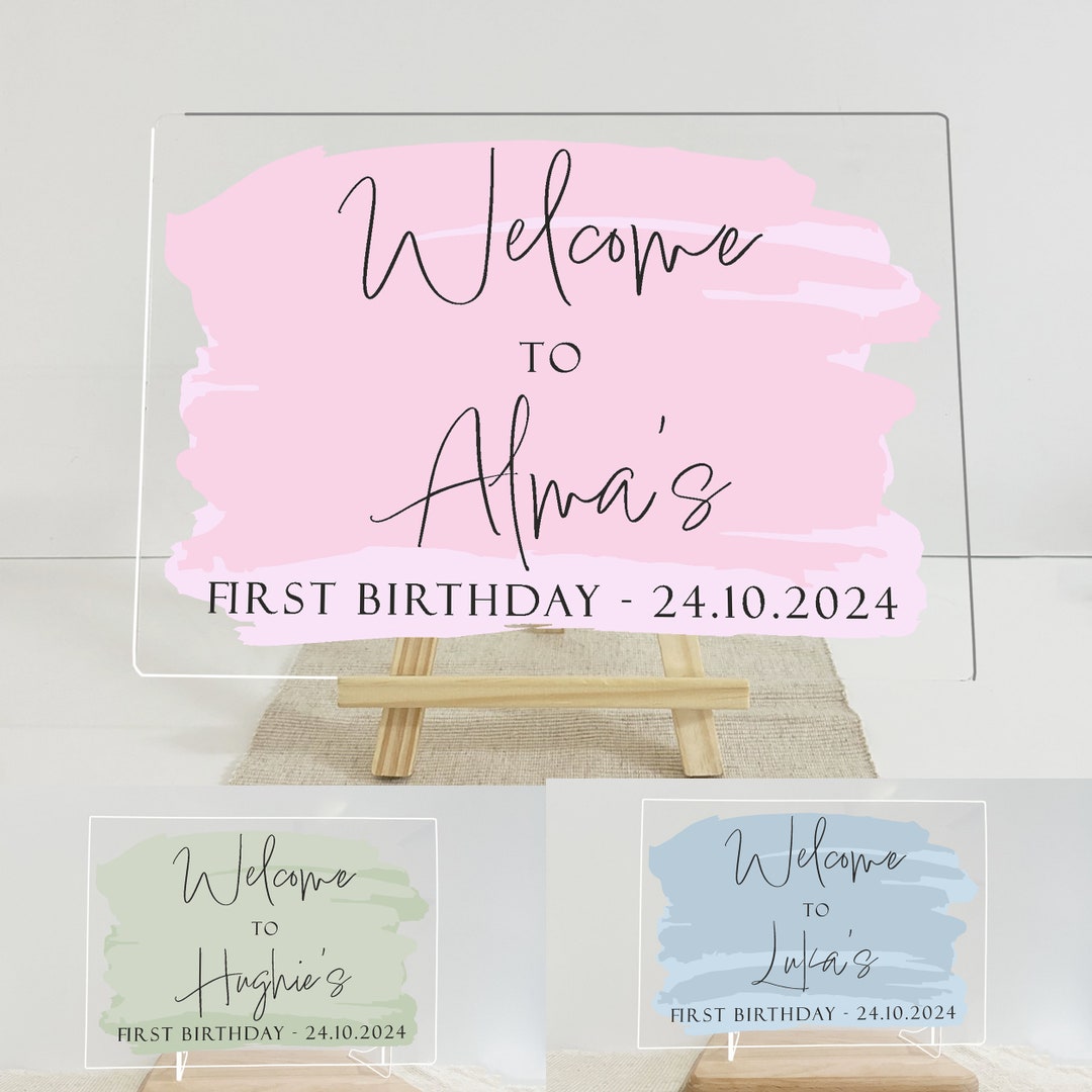 First Birthday Welcome Sign | Baby Shower | Clear Acrylic Sign | Custom ...