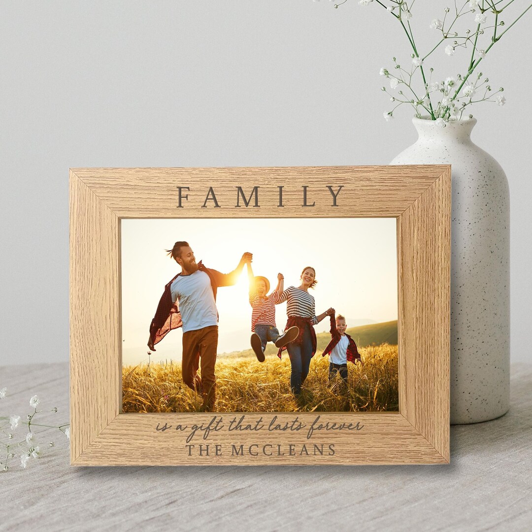 Family Photo Frame, Engraved Wood Photo Frame, Custom Our Family ...