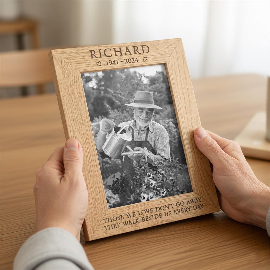 Custom Memorial Photo Frame, Engraved Wood Gift, Heaven, Funeral, in ...