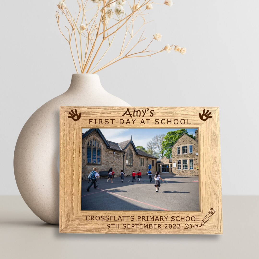 First Day at School Frame, Personalised Photo Frame for First Day at ...