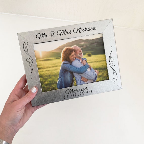 Silver Wedding Anniversary Engraved Wooden 5x7 Photo Frame | Etsy