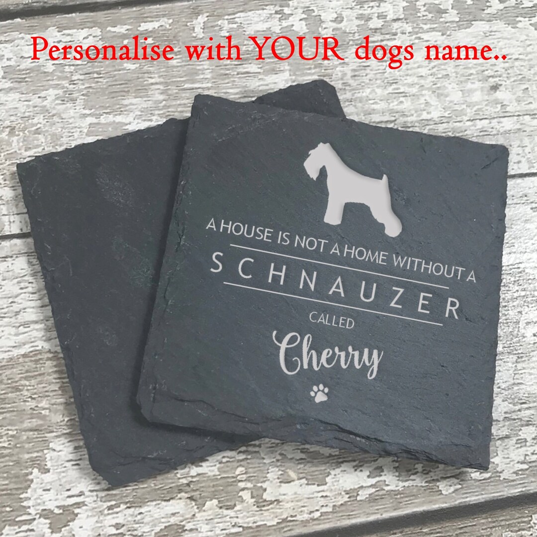 Schnauzer Dog Coaster, Personalised Dog Slate Coaster, Schnauzer Lover ...