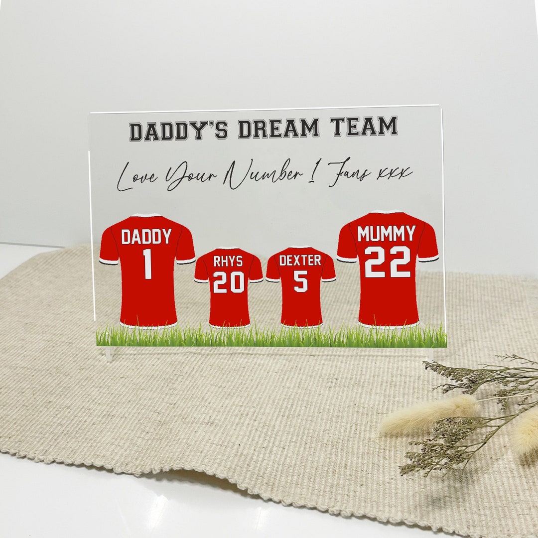 Dad's Dream Team Football Plaque, Personalised Gift for Daddy, Dad ...