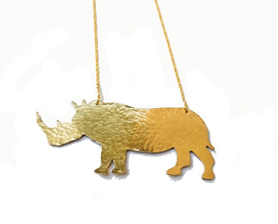 Rhino Necklace Rhinoceros Necklace Gold Necklace African | Etsy