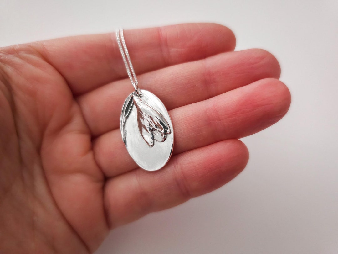 Snowdrop Flower Pendant Necklace in Recycled Silver Made From a Real ...