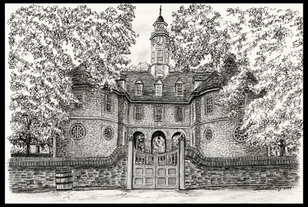 Pen and Ink Print of the Capital Builidng in Colonial Williamsburg - Etsy