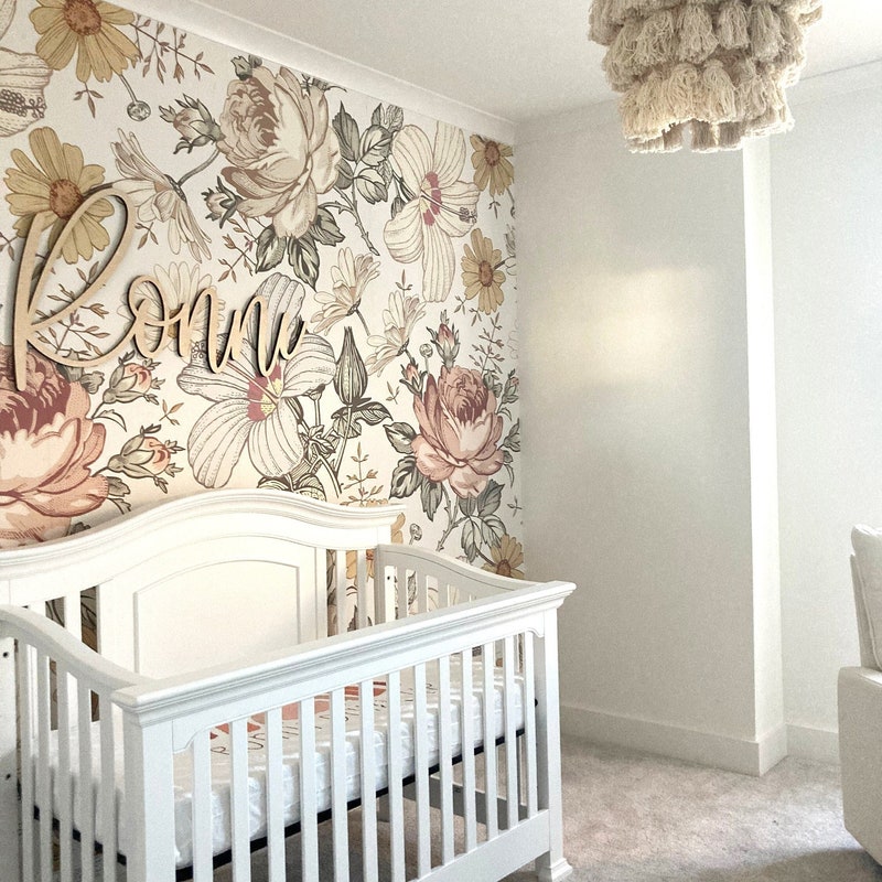 Fabric Wallpaper Floral - Etsy