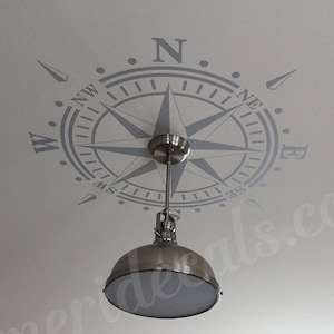 Compass Ceiling Medallion Wall Decal Nautical Chandelier Beach Decor ...