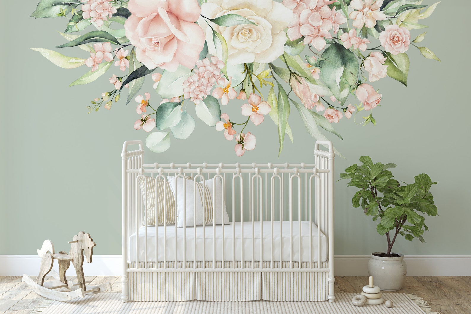 Removable Watercolor Flowers Wall Decals KATIE MAY Roses Blooms Peonies ...