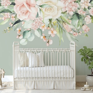 Removable Watercolor Flowers Wall Decals KATIE MAY Roses Blooms Peonies ...