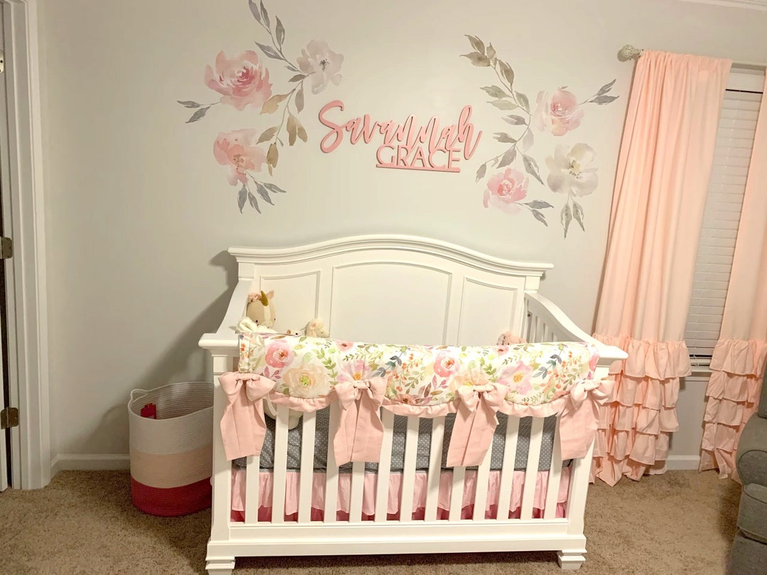 DELANEY Single FLOWERS Blush Pink Nursery Flower Décor Removable Wall ...
