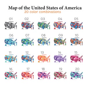United States Map, Decal USA Map Sticker, State Map Wall Mural, Map of ...