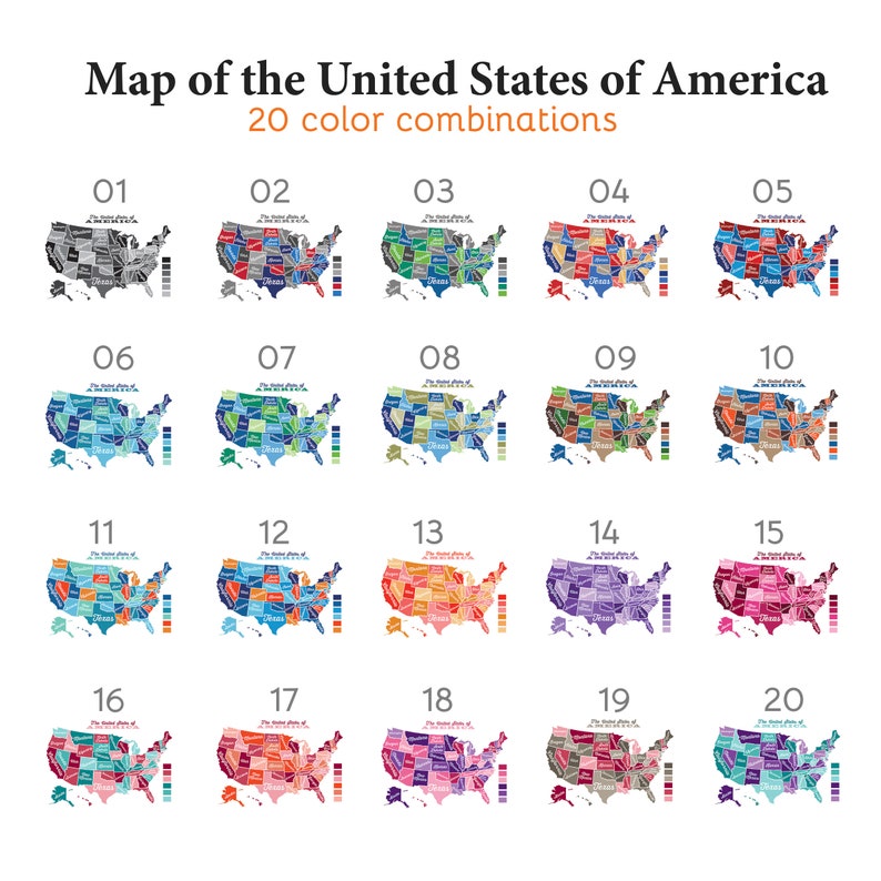 United States Map Decal USA Map Sticker State Map Wall - Etsy Australia