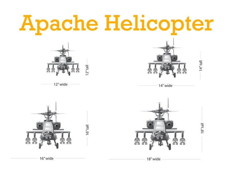 Apache Attack Helicopter Wall Fabric Decal Army Gulf War | Etsy