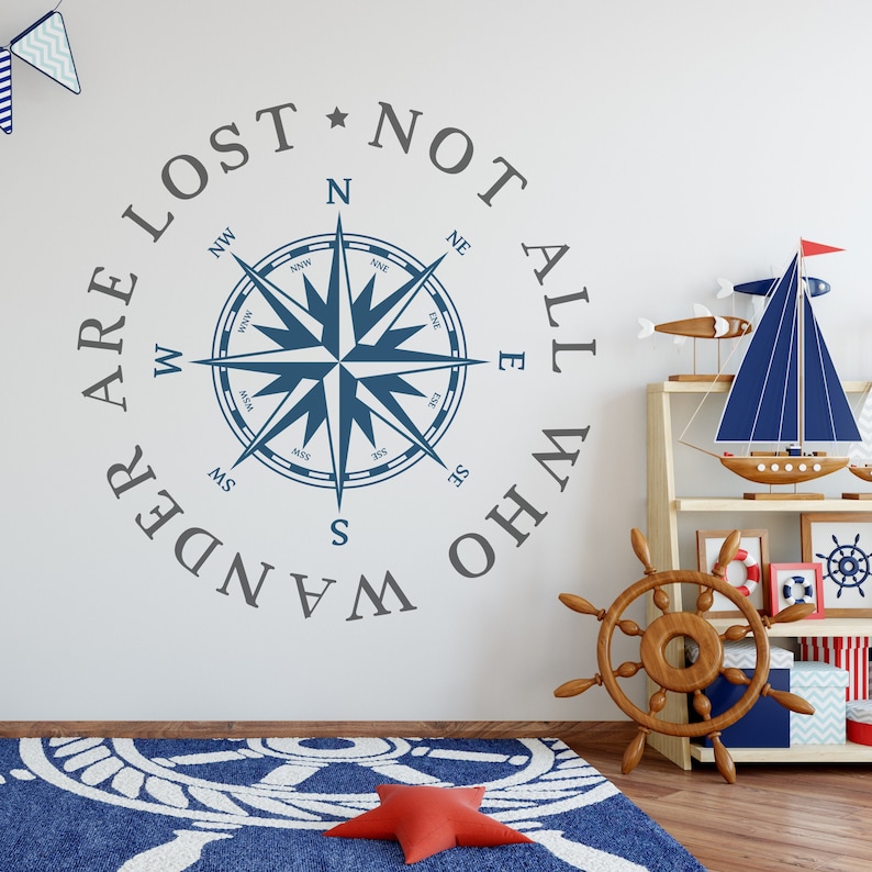 Compass Rose WALL DECAL Nautical Beach Decor Wall Beach Decor - Etsy