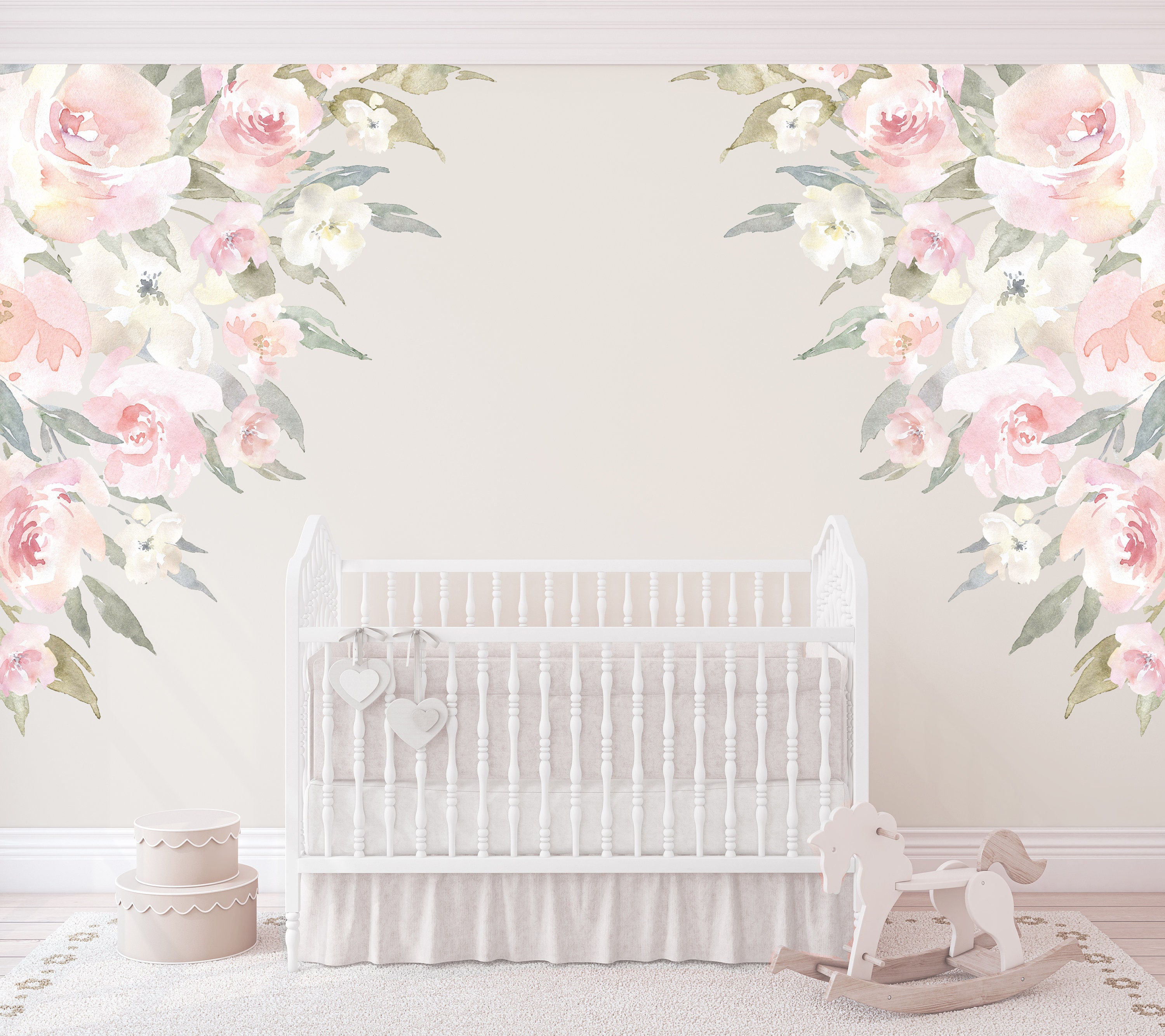 DELANEY CORNERS Wall Decals Nursery Decor Watercolor Flower | Etsy