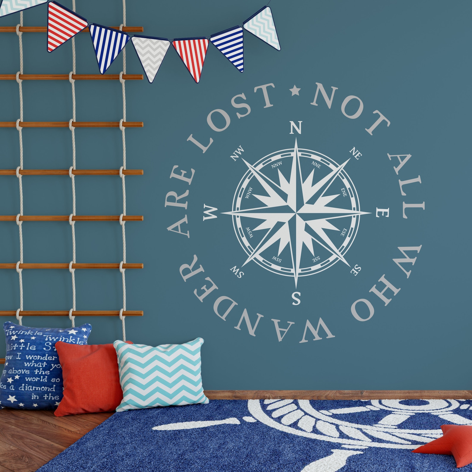 Compass Rose WALL DECAL Nautical Beach Decor Wall Beach Decor - Etsy