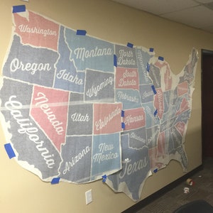 United States Map, Decal USA Map Sticker, State Map Wall Mural, Map of ...