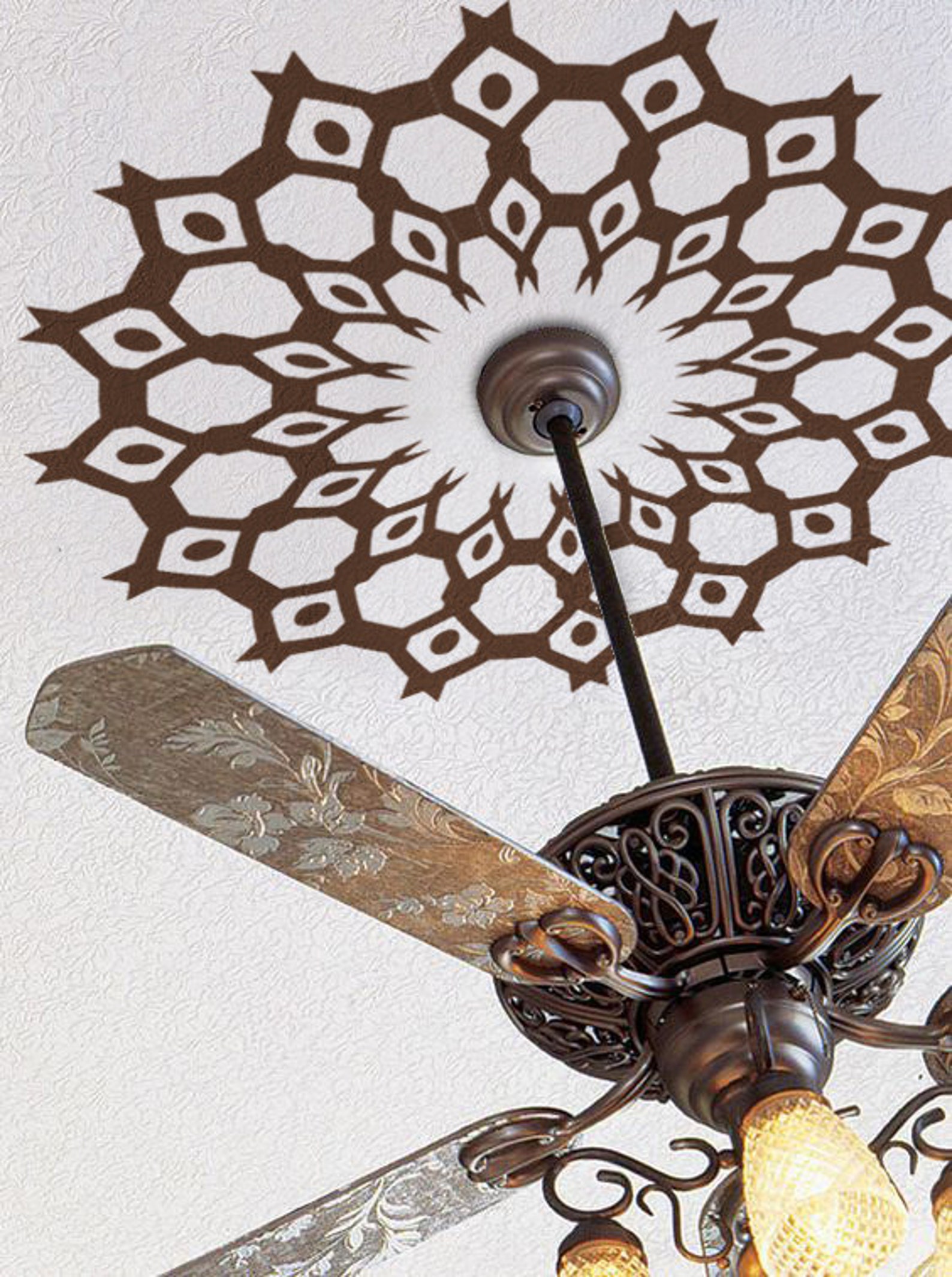 Boho Ceiling Medallion Geometric Light Surround Nursery Bathroom Decor ...