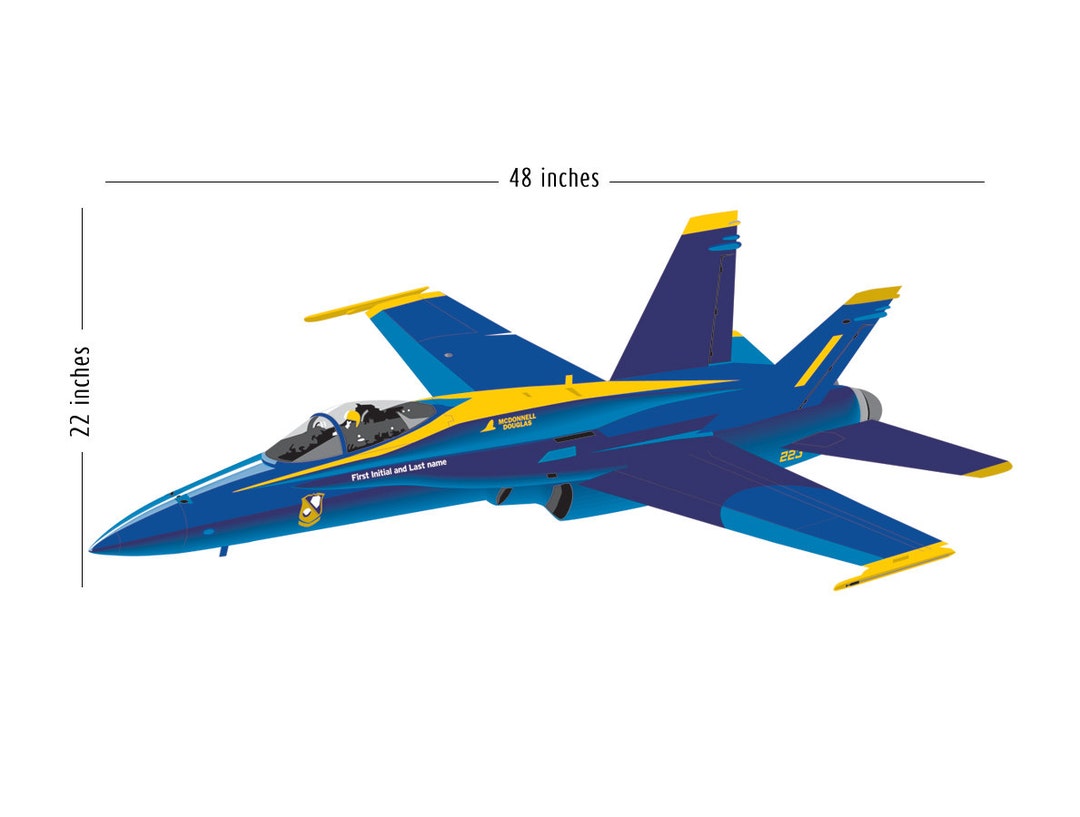 F/A-18 Hornet Blue Angels Wall Decal up to 10 Feet Wide Decor Living ...