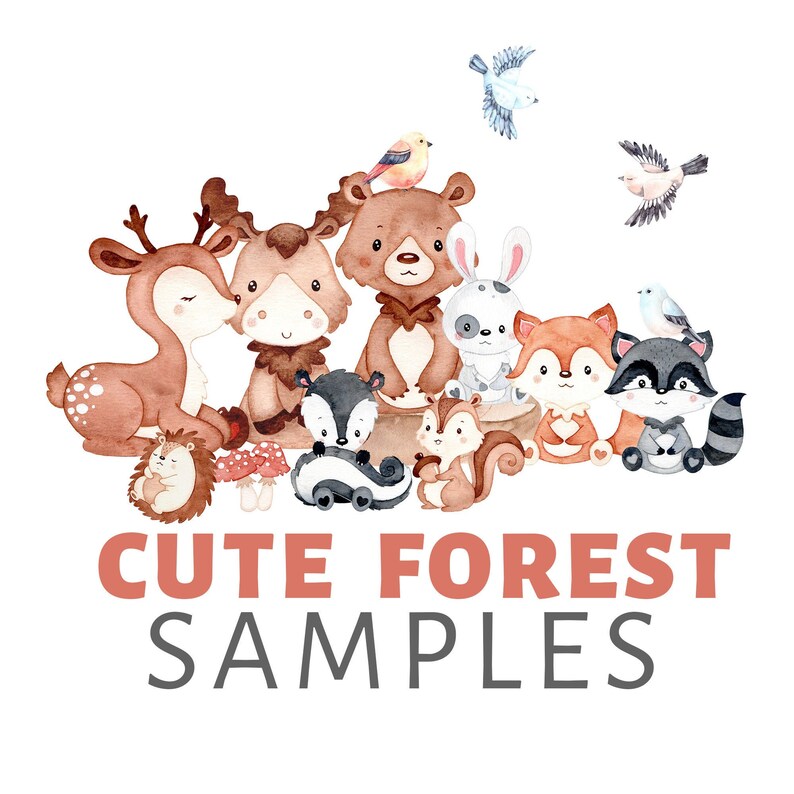 SAMPLES Cute Forest Watercolor Baby Woodland Animals Sticker - Etsy