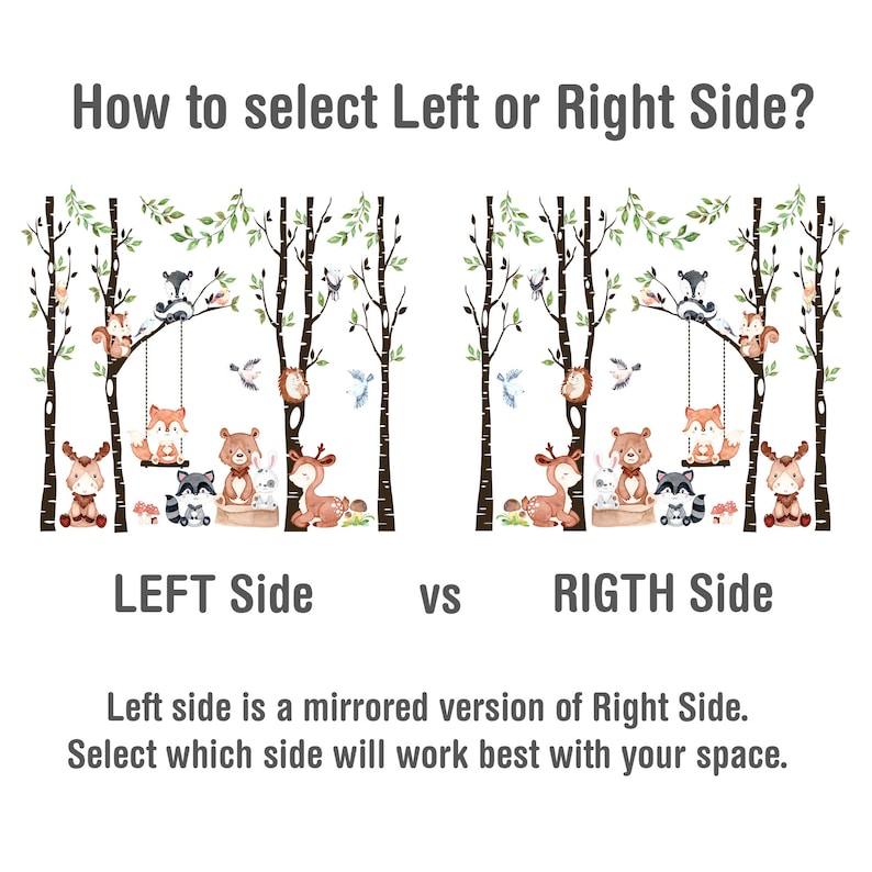 FABRIC Peel & Stick Wall Decals Removable | 4 Trees Set Woodland ...