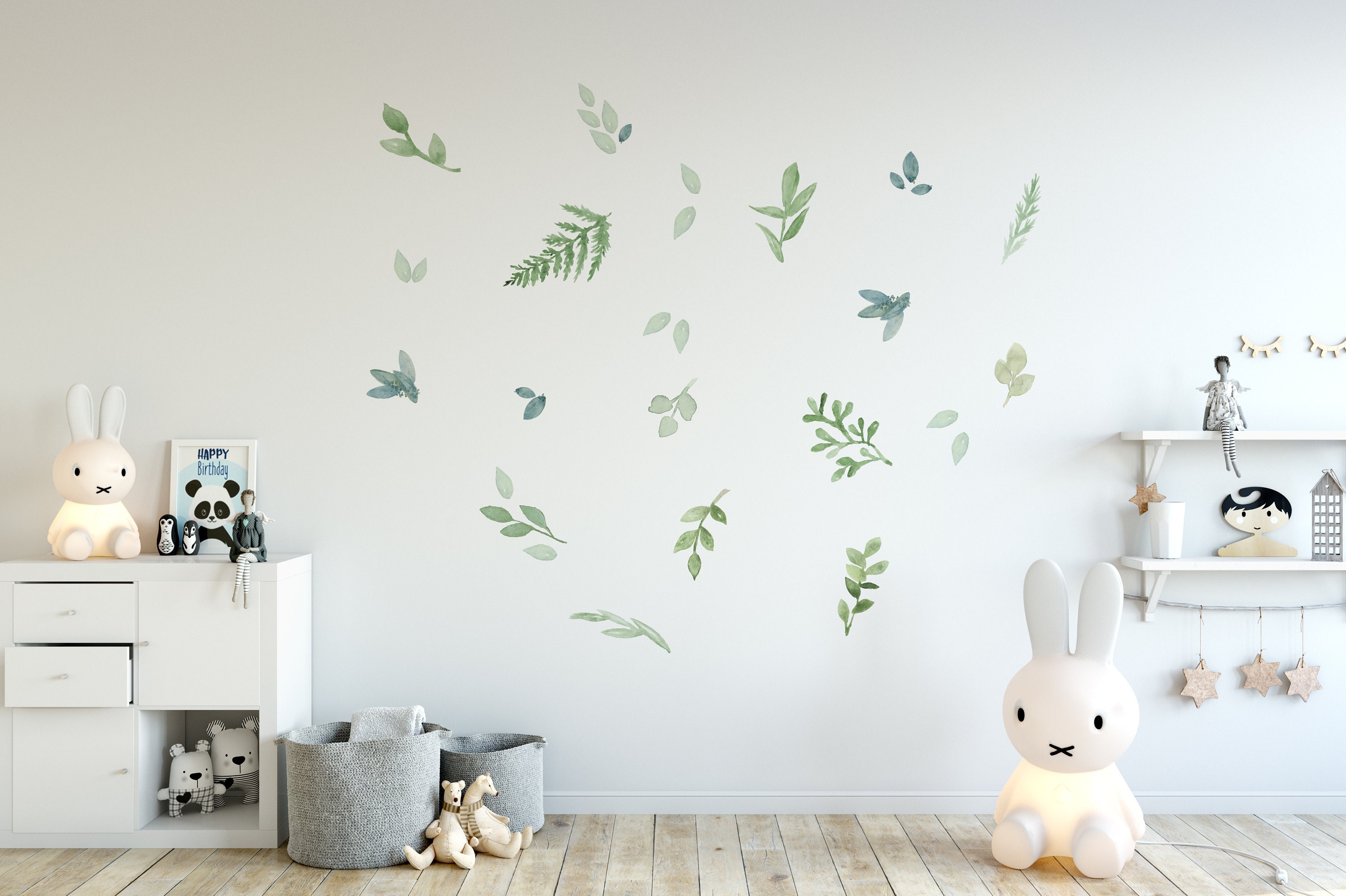 CAROLINE Greens 20 Single Pieces, Peel and Stick REMOVABLE Wall Decal ...