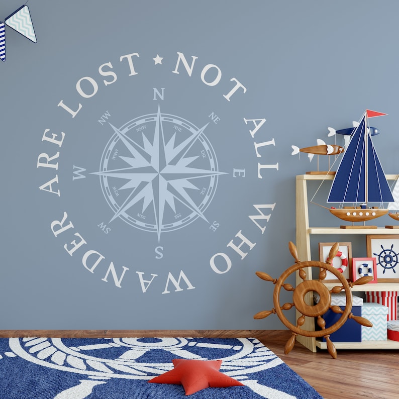 Compass Rose WALL DECAL Nautical Beach Decor Wall Beach Decor - Etsy