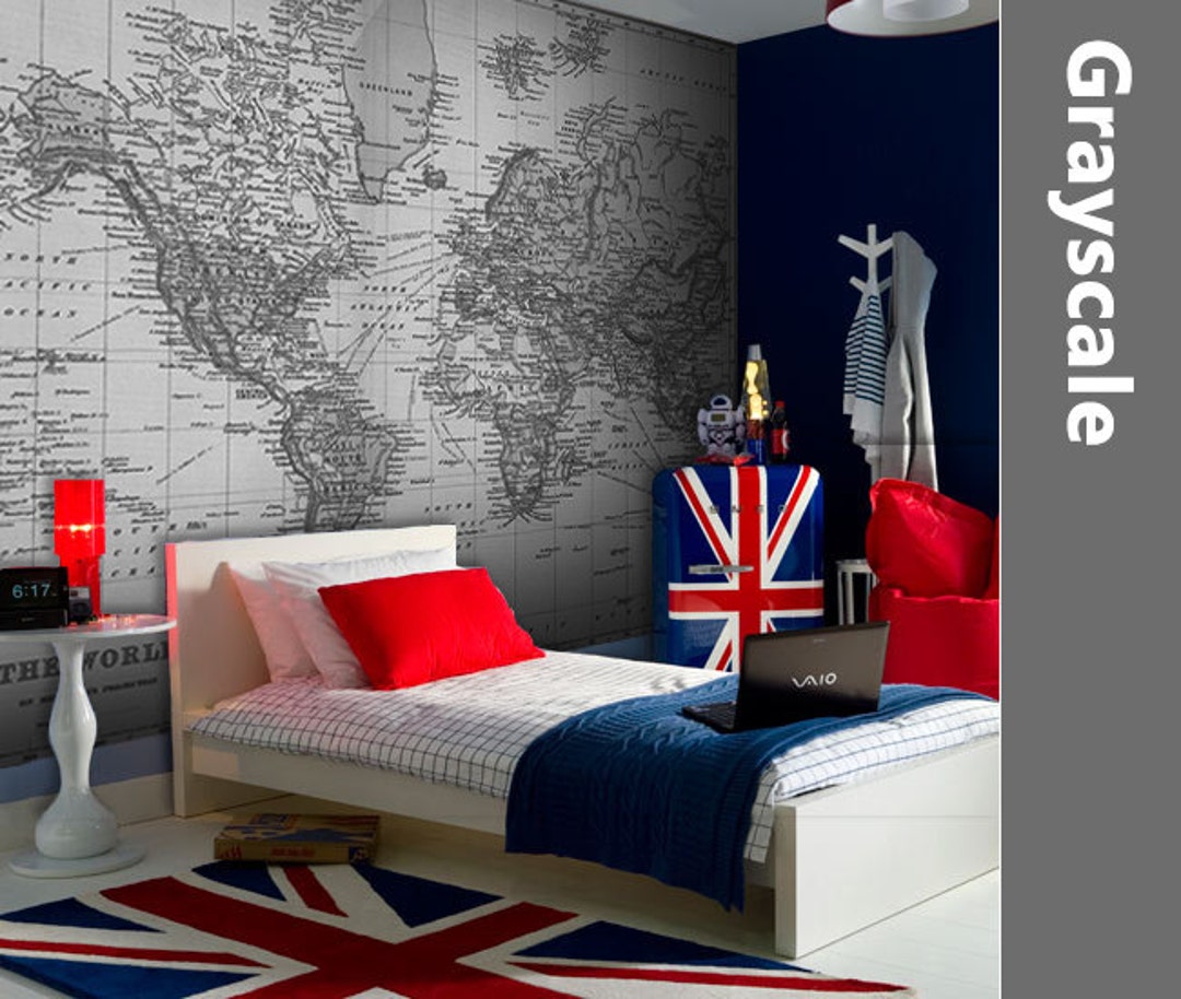 WORLD MAP Atlas Wall Decal Poster Mural Decal Sticker Wall Vinyl or ...