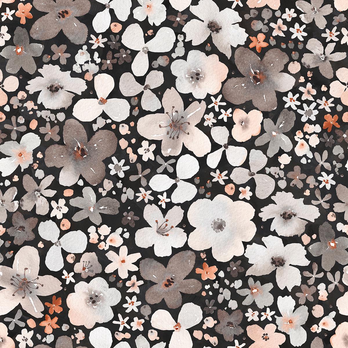 Canvas VINYL Removable Wallpaper SKYLAR Watercolor Flowers Floral Girl ...