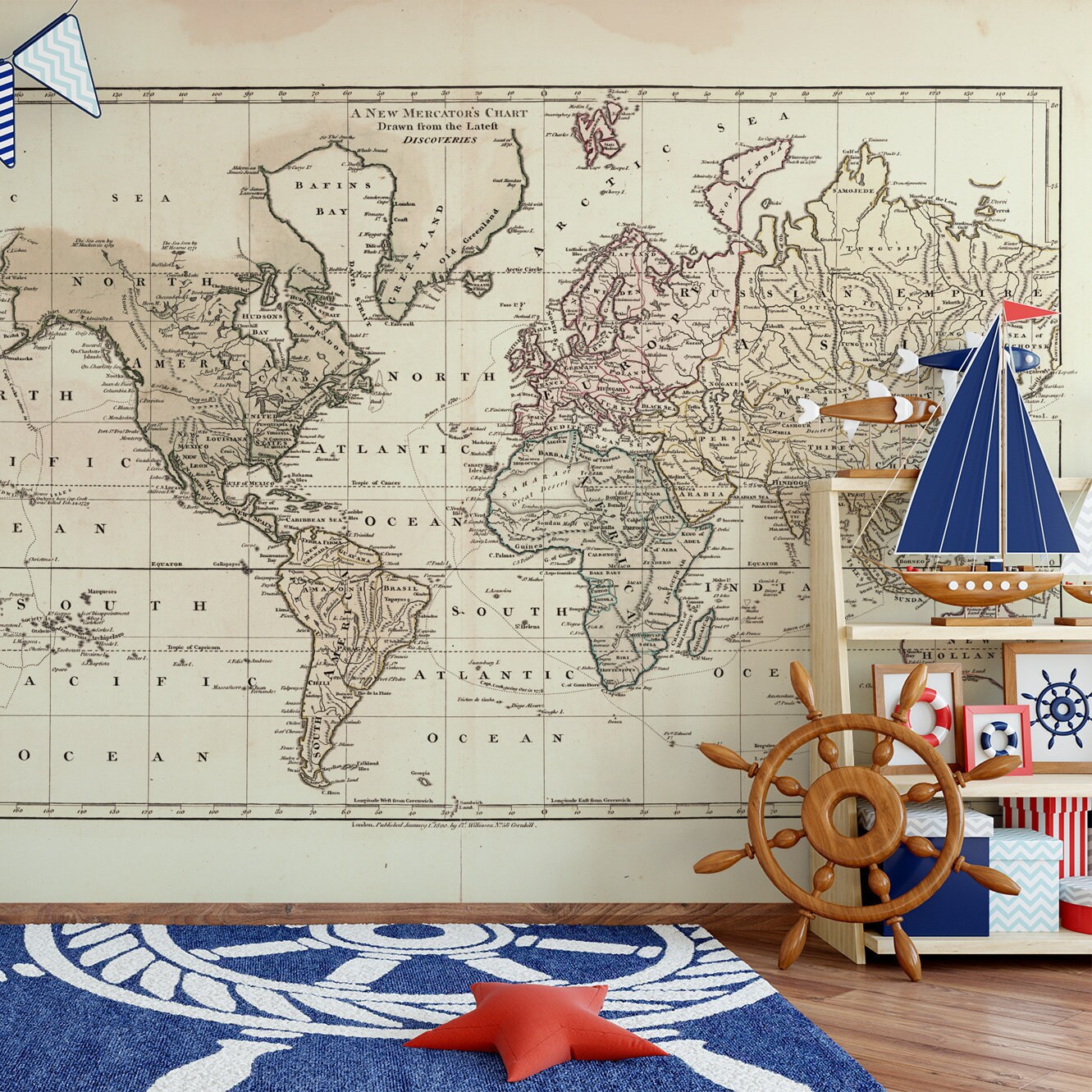 Old World Wall Map Mural - Wall Design Ideas