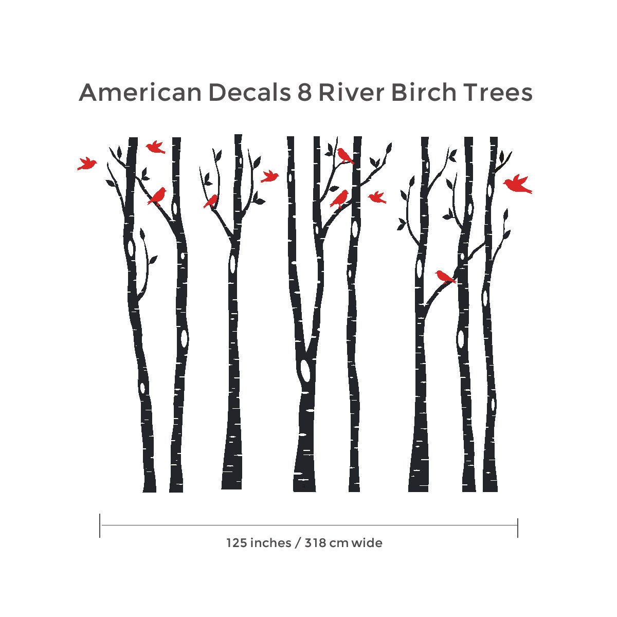 7 Birch Trees Wall Decals Woodland Nursery Stickers Woodland | Etsy