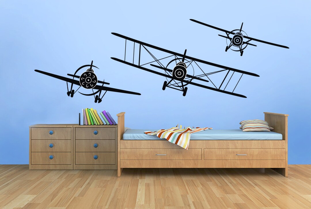 SALE 3 AIRPLANES Set Vinyl Wall Decal Graphics Many Colors Children ...