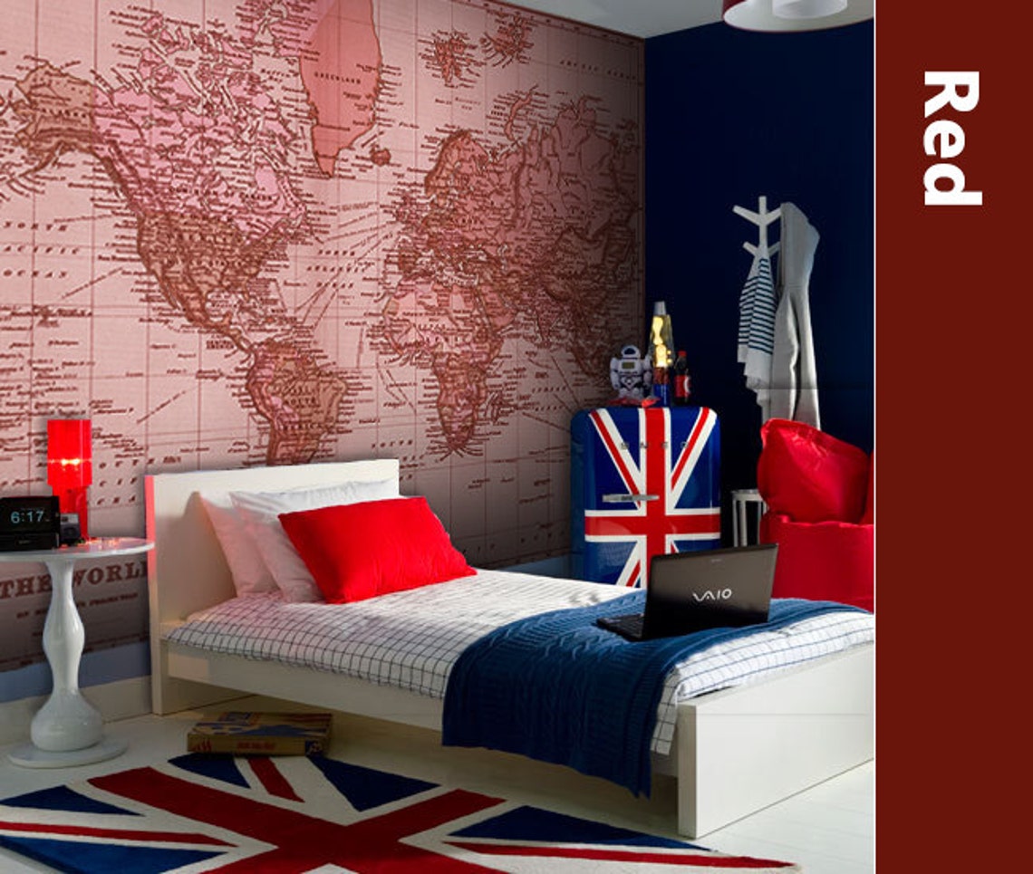 WORLD MAP Atlas Wall Decal Poster Mural Decal Sticker Wall | Etsy