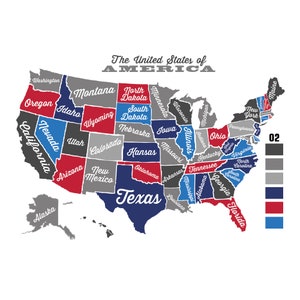 United States Map, Decal USA Map Sticker, State Map Wall Mural, Map of ...