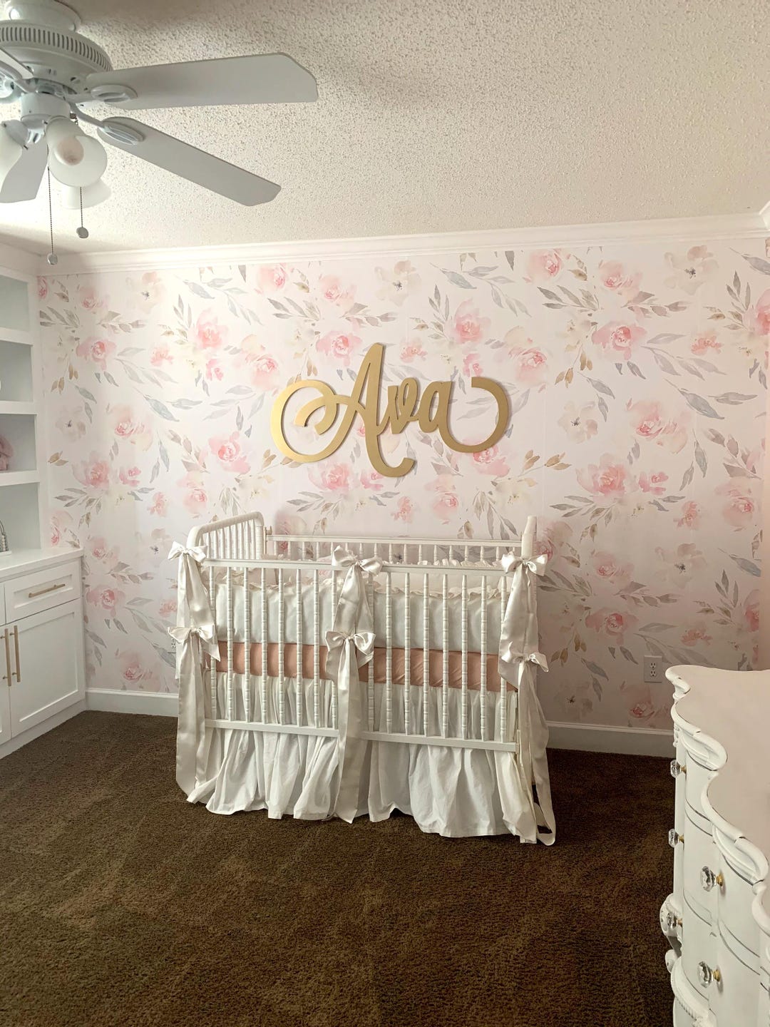 Removable WALLPAPER - Delaney Blush Pink Nursery - Peel and Stick ...