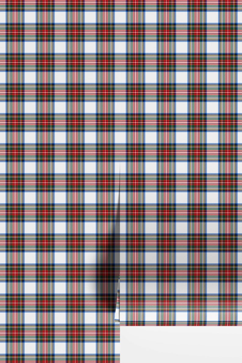 UNPASTED Traditional WALLPAPER Stewart Dress Clan Red Tartan Wallpaper ...
