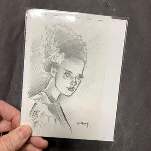Elsa Lanchester Bride of Frankenstein Original Drawing 3.5x5.25 Inch by ...