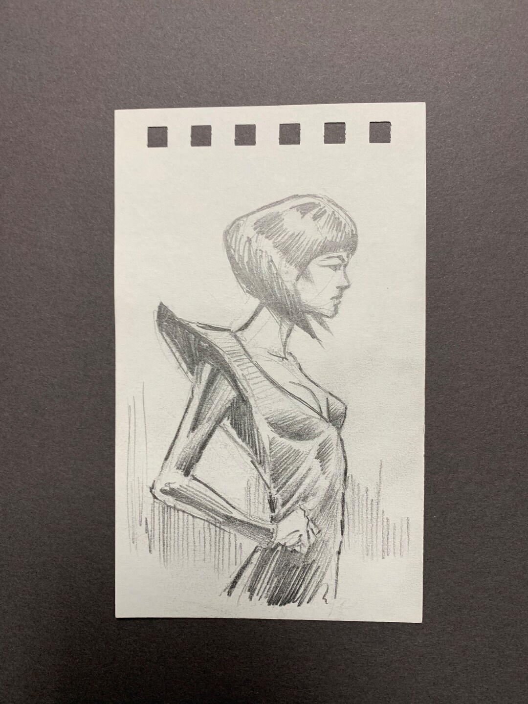 Retro Future Fashion Girl Sketch Original Drawing 3.5x5.25 Inch by ...